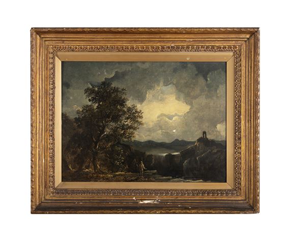 James Arthur O'Connor | Moonlit Landscape with Figure by a Waterfall ...