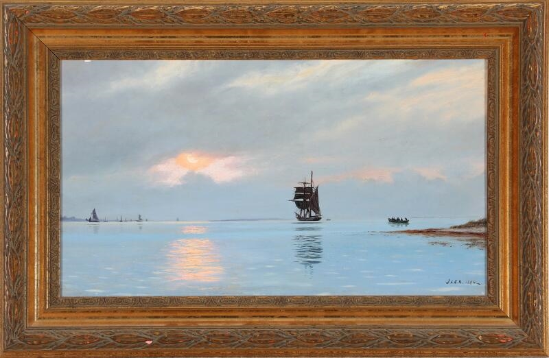 Jens Erik Carl Rasmussen | Sailing ships at sea a quit evening (1884 ...