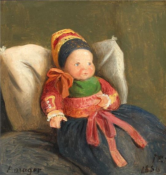 Johan Julius Exner | Study for Den lille Nydøbte (1856) | MutualArt