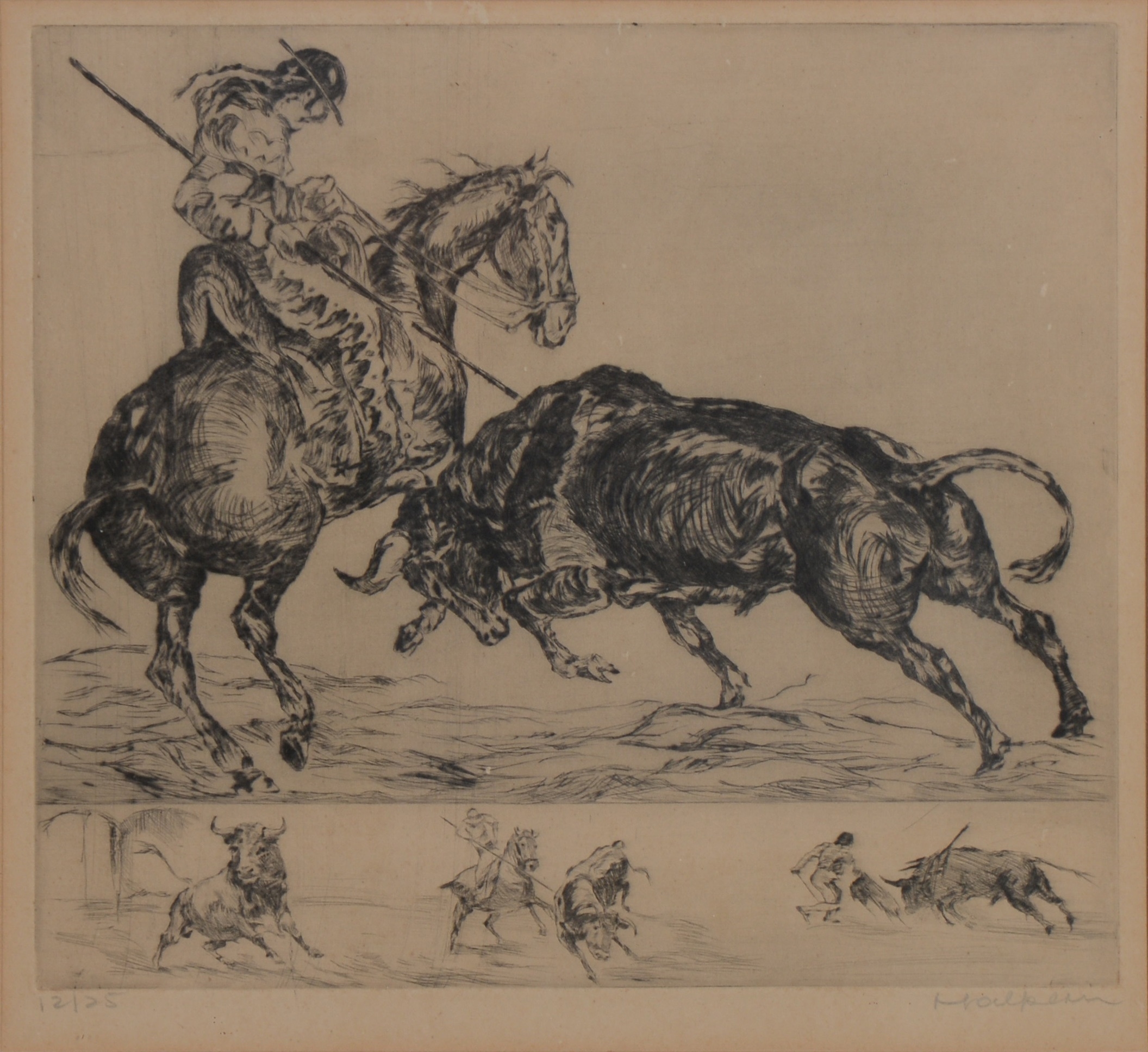 Frederick H. Halpern | The Bullfight, and another etching | MutualArt