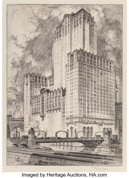 Lester Hornby | Randolph St., from the Viaduct and Chicago Civic Opera ...