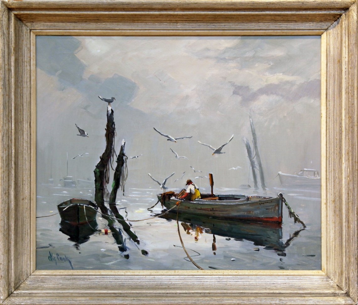 Otis Cook | Fisherman with Gulls | MutualArt