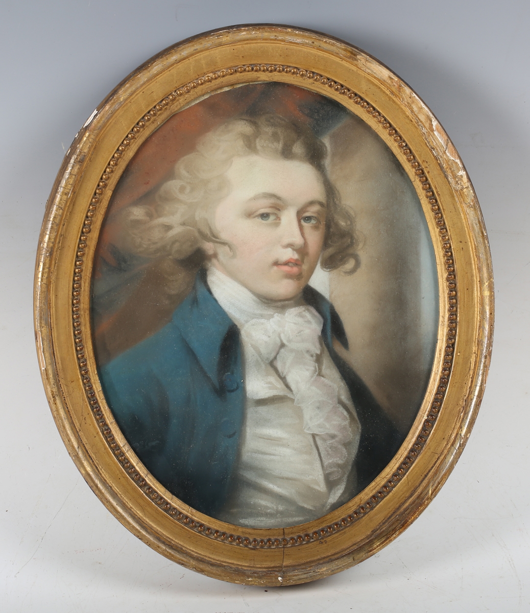 Daniel Gardner | Oval Half Length Portrait of a Young Man wearing a ...