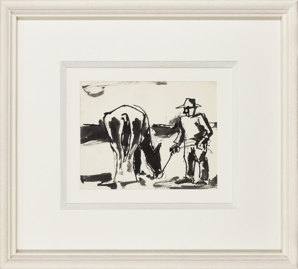 Josef Herman | Mexican Farmer with a mule | MutualArt
