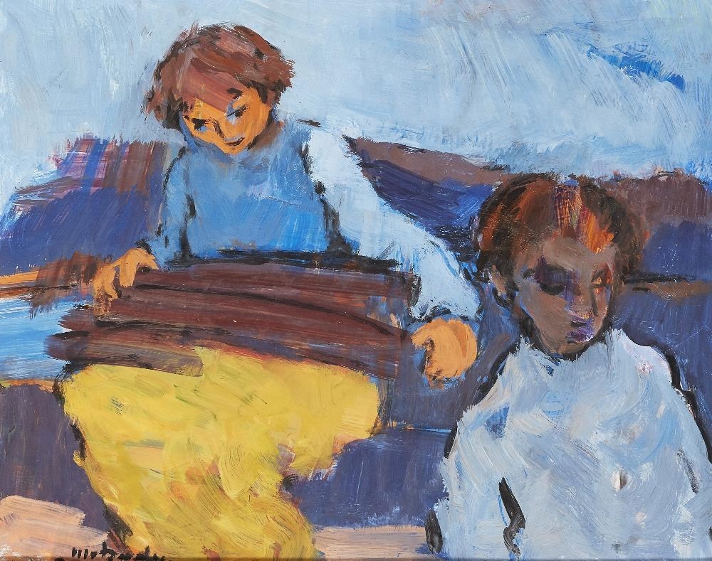 Moshe Mokady | Portrait of two children | MutualArt