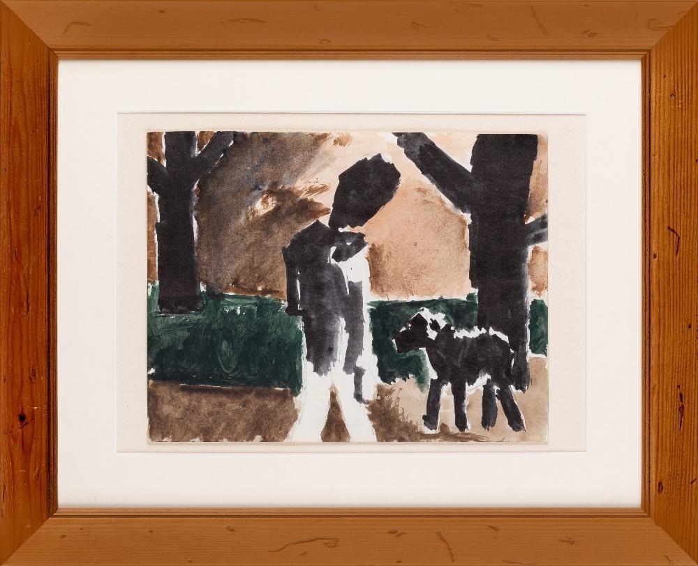 Josef Herman | Figure with dog | MutualArt