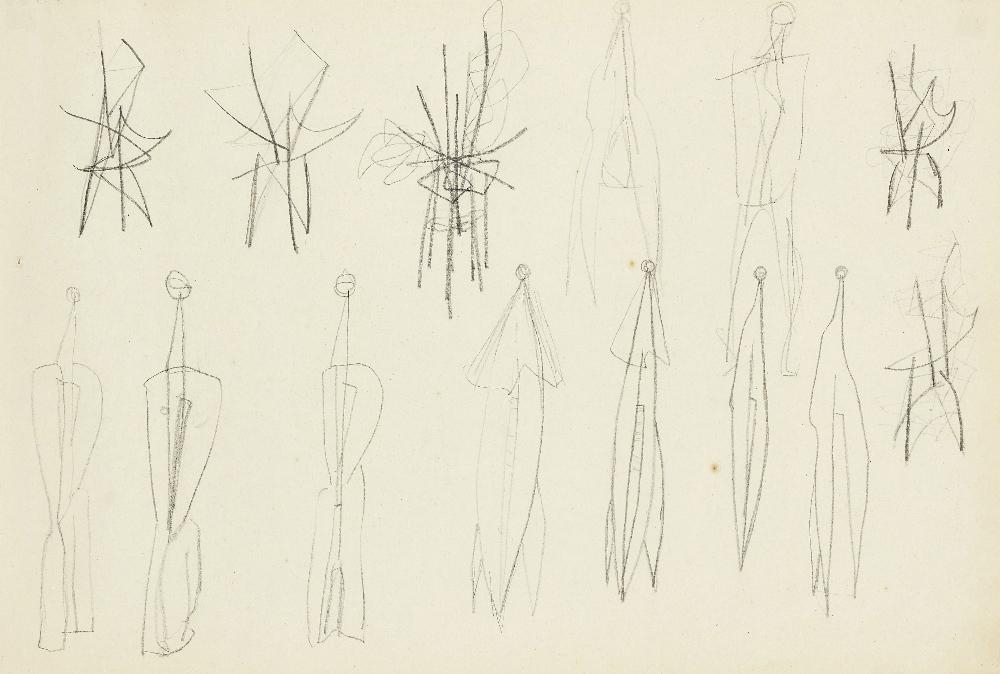 Robert Adams | Untitled drawings for figurative sculpture (Circa 1950 ...