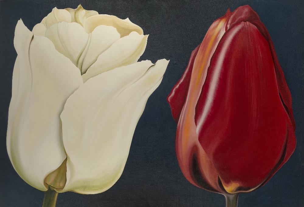 Lowell Nesbitt | Dialogue - White and Red Tulips (1973) | MutualArt