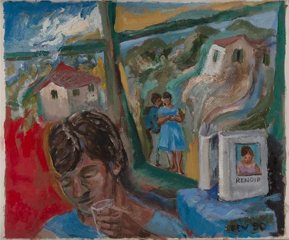 James P. Power | Woman with Renoir book (1990) | MutualArt