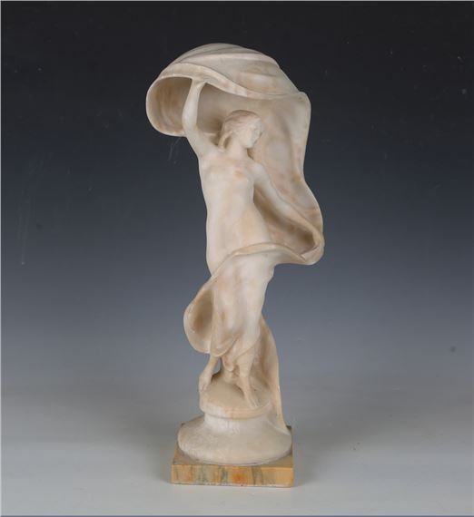 Ernst Seger | Carved alabaster figure of a nude maiden holding a ...