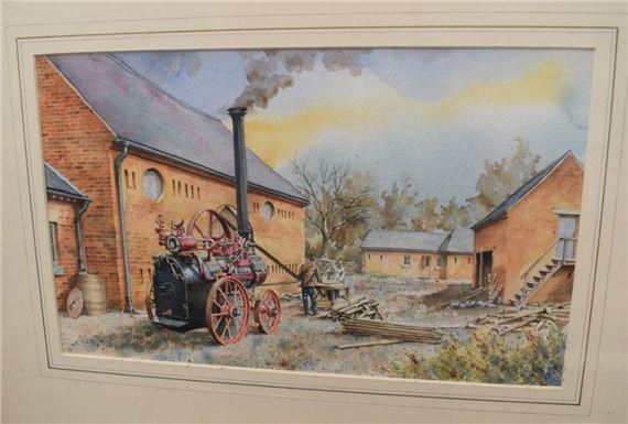 Michael Dale | Watercolour of a steam engine by Michael Dale | MutualArt