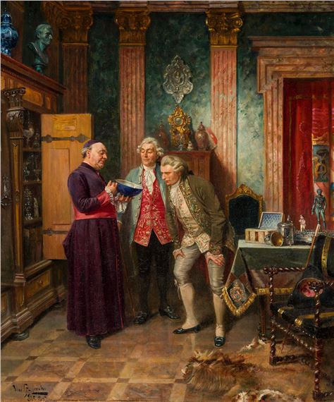 Vincent Stoltenberg Lerche | A Monk and two Men in Interior (1885 ...