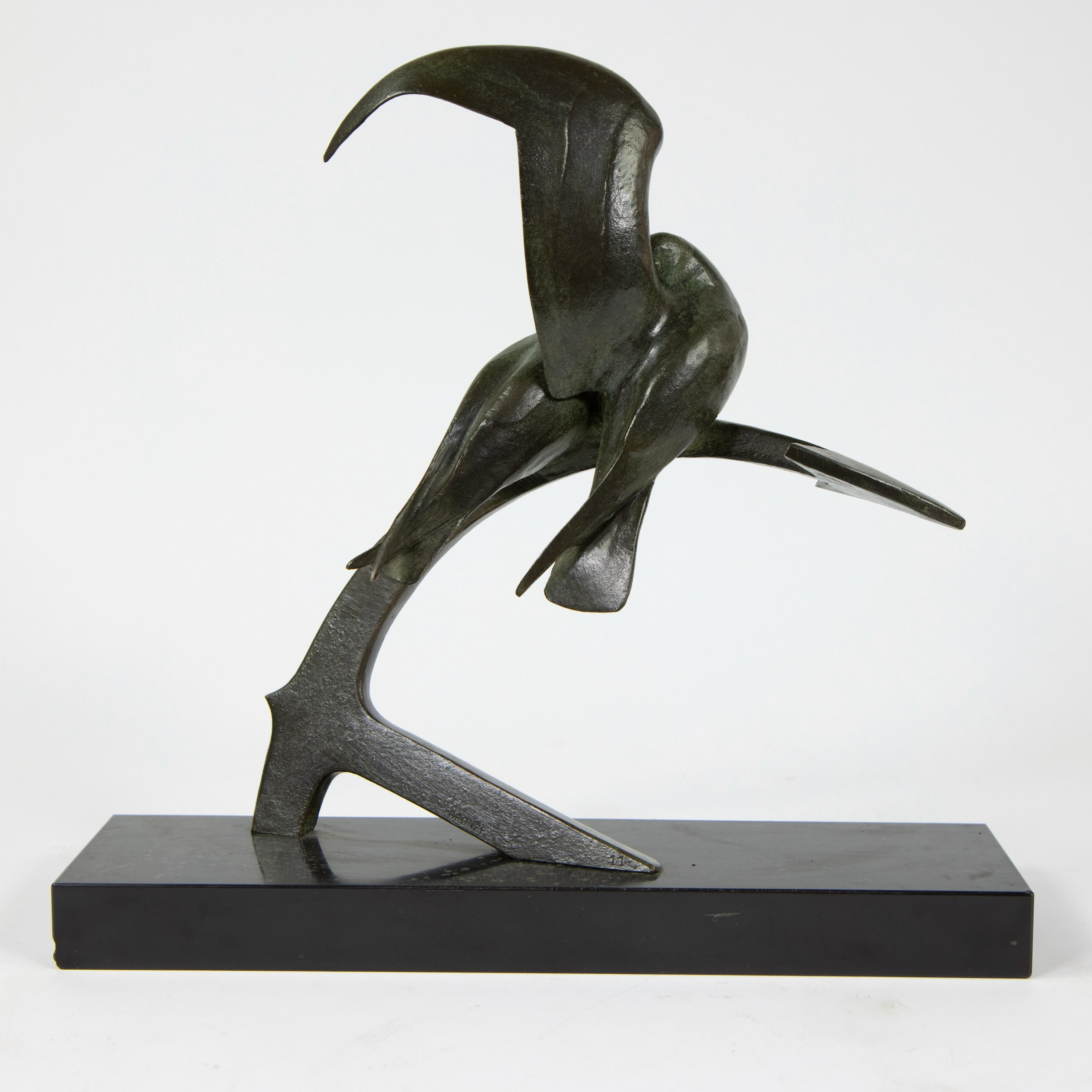 André Vincent Becquerel | Deux oiseaux posés sur une ancre. (1893 ...