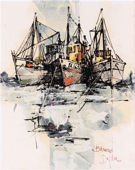 Bernard Dufour | Three Fishing Boats | MutualArt