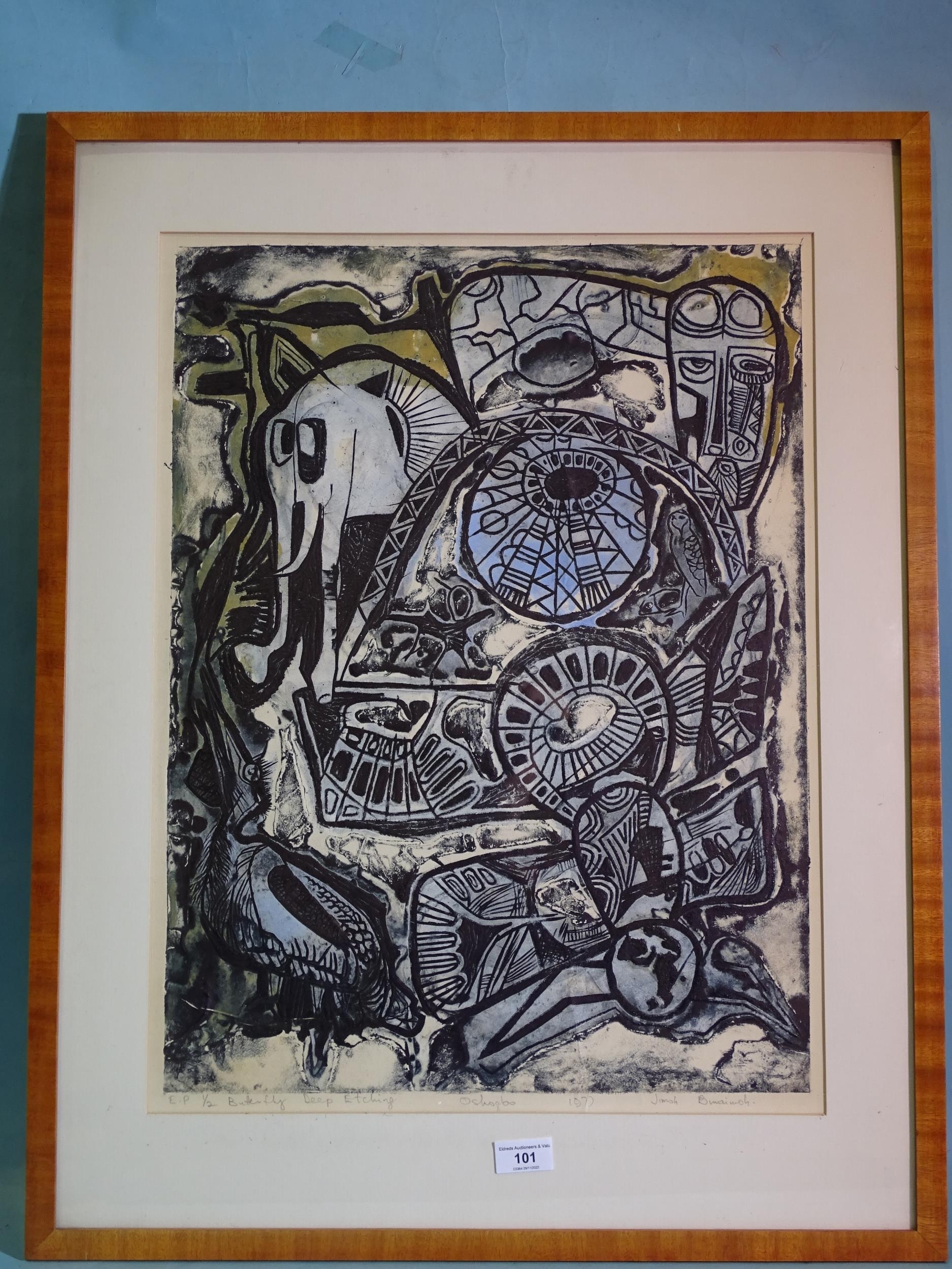 Jimoh Buraimoh | Oshogloo, Butterfly Deep Etching SP1/2 | MutualArt