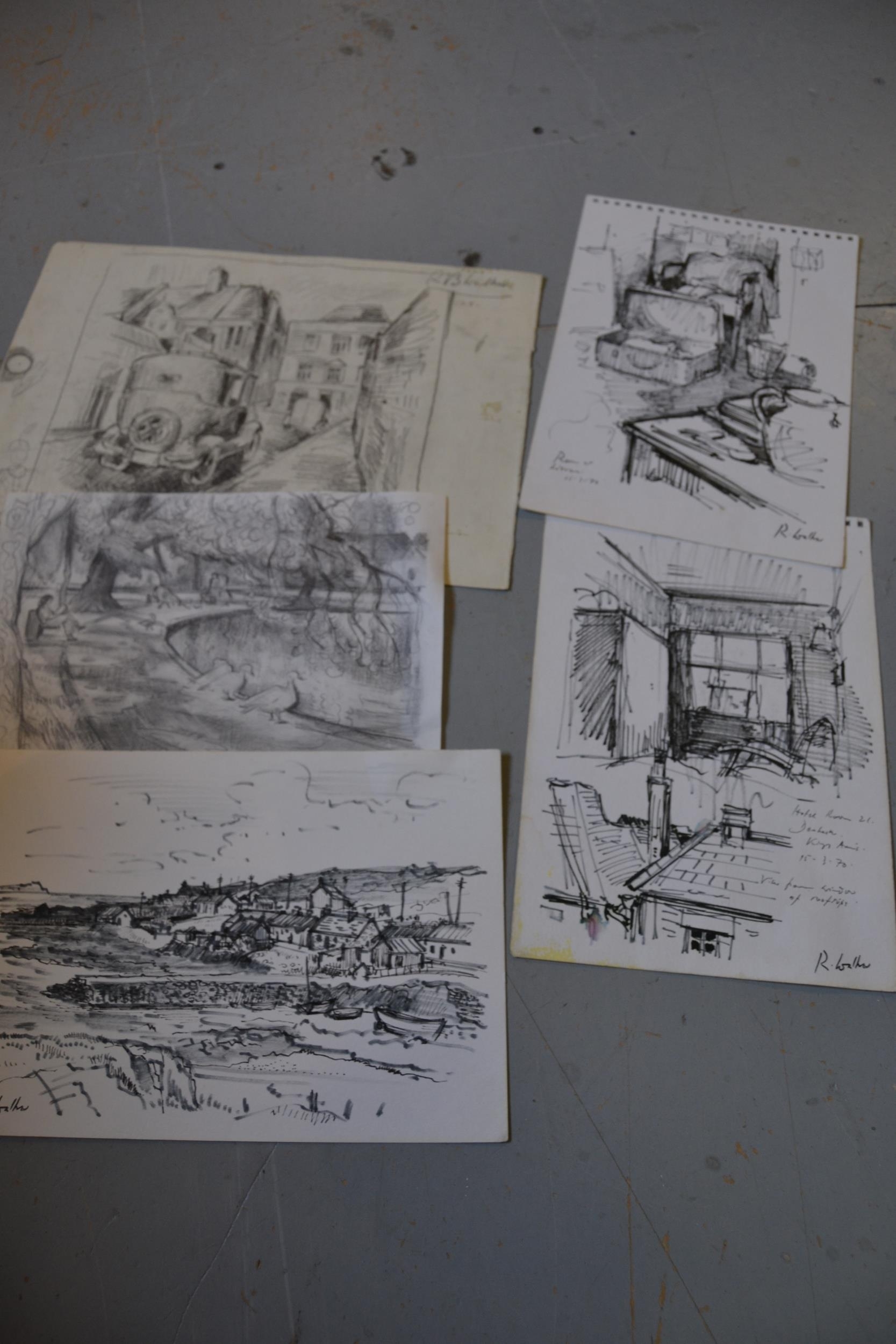 Richard Bentham Walker | collection of eighty plus pencil sketches and watercolours | MutualArt