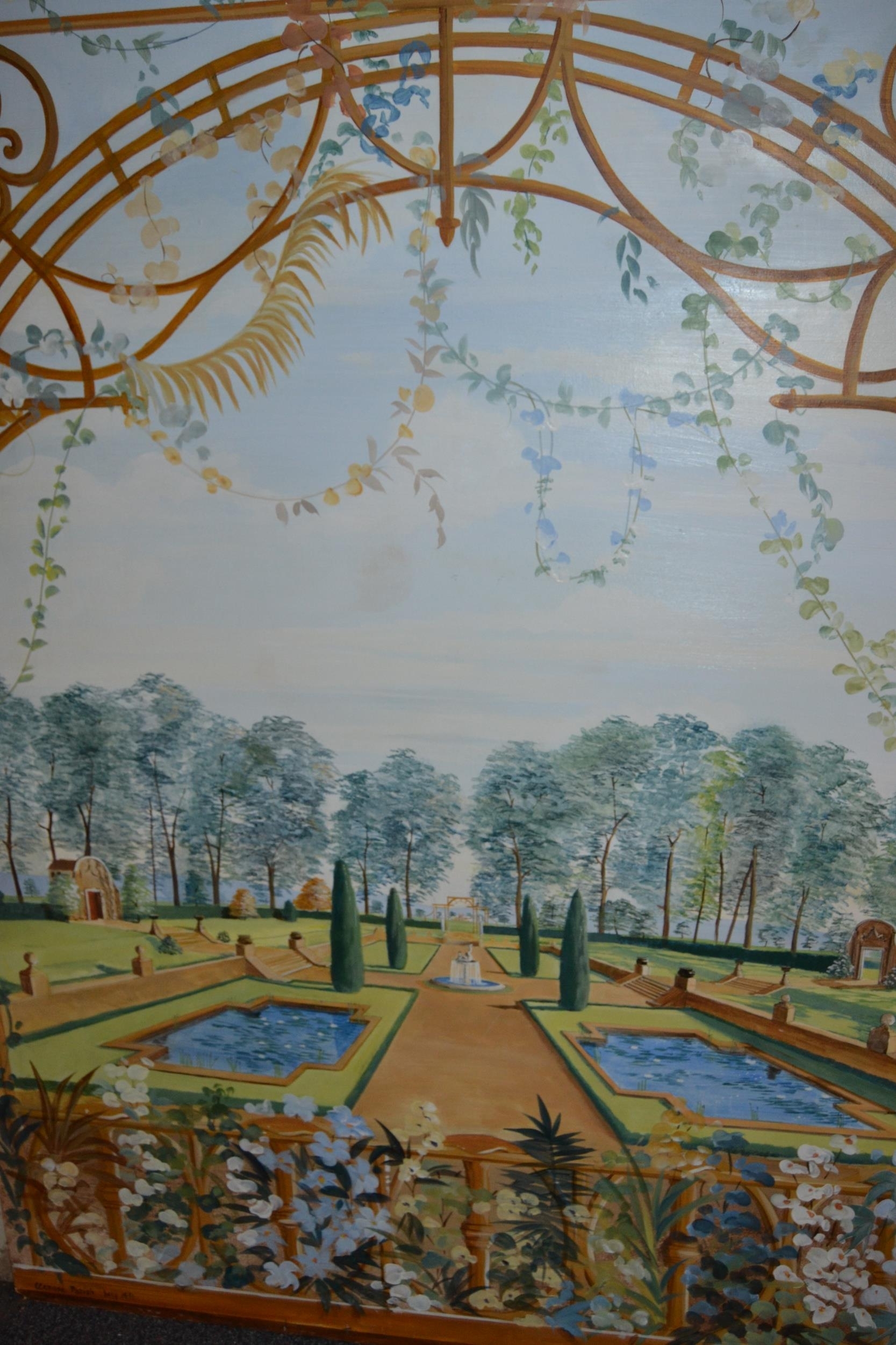 Clarissa Parish | view of a formal garden through an iron gateway (1991 ...