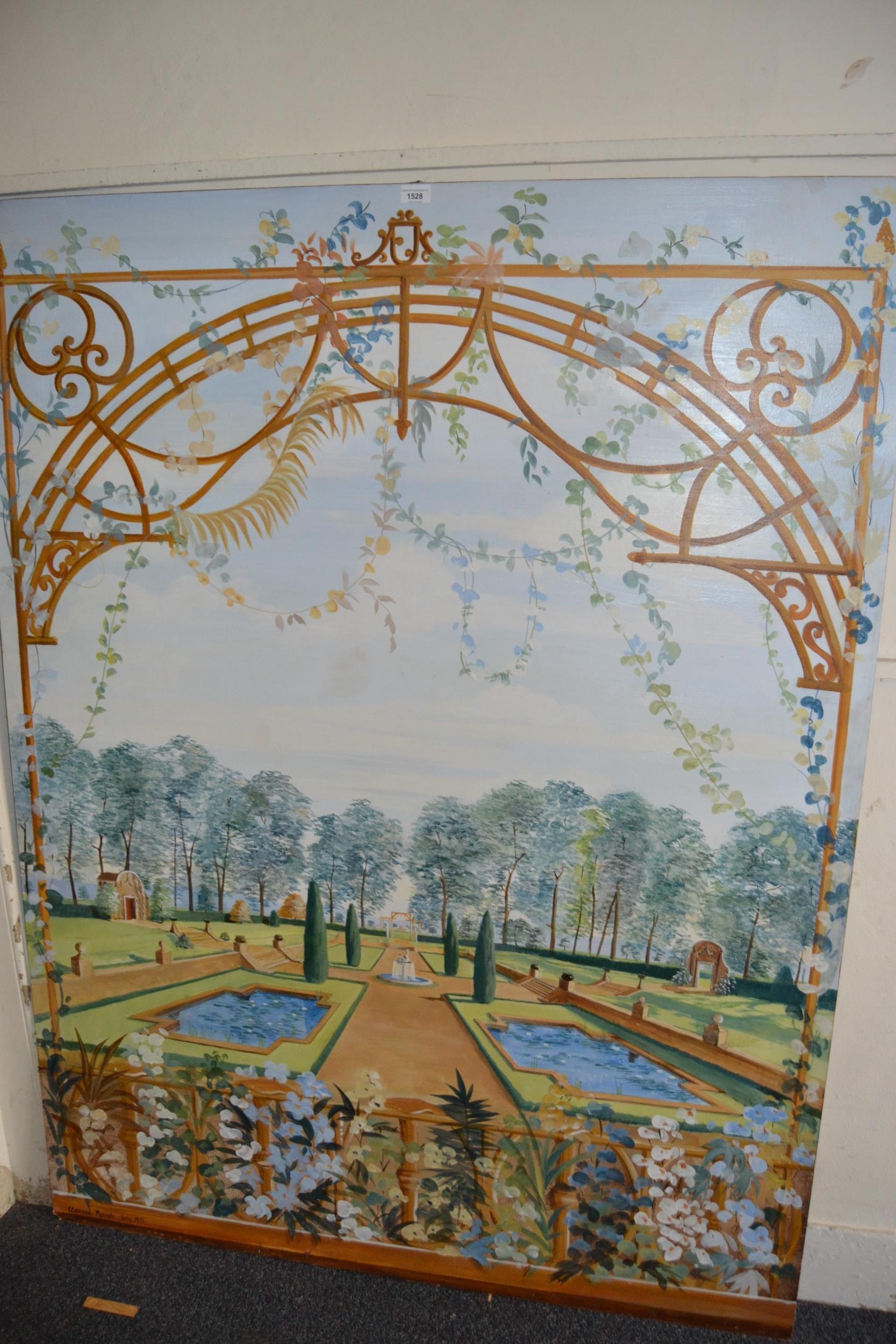 Clarissa Parish | view of a formal garden through an iron gateway (1991 ...