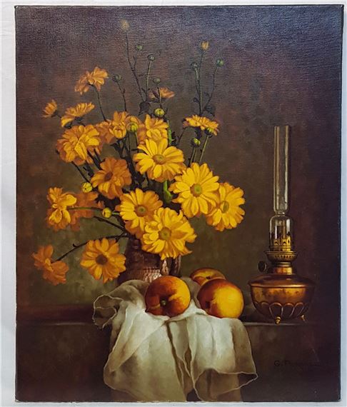 Georges Porcel | Nature morte à la lampe à pétrole | MutualArt