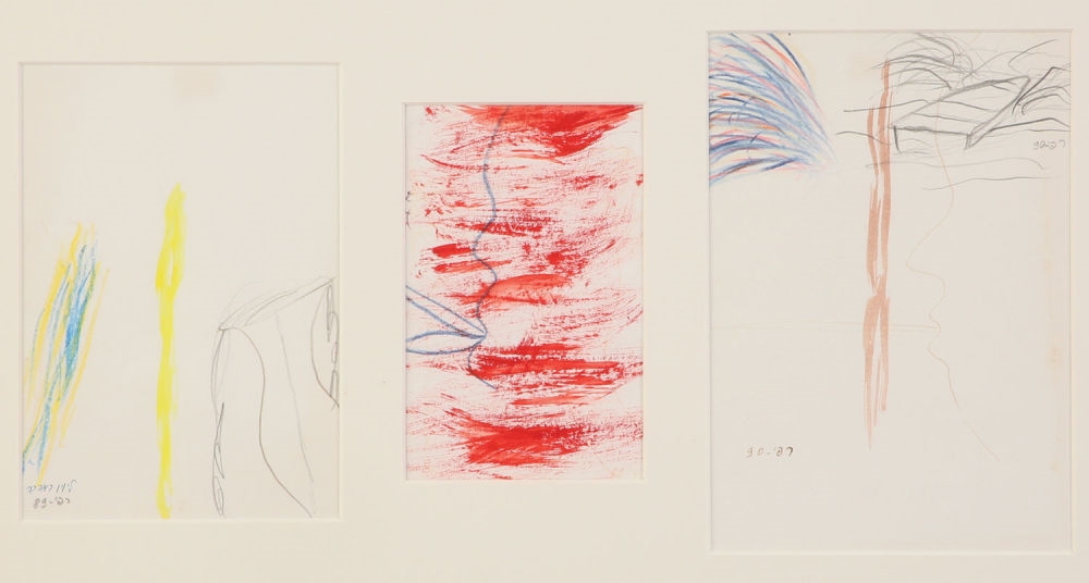 Raffi Lavie | 3 drawings framed together (1989 - 1990) | MutualArt