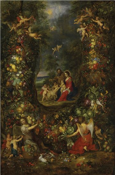 Jan Brueghel the Elder | The Holy Family surrounded by a garland of ...