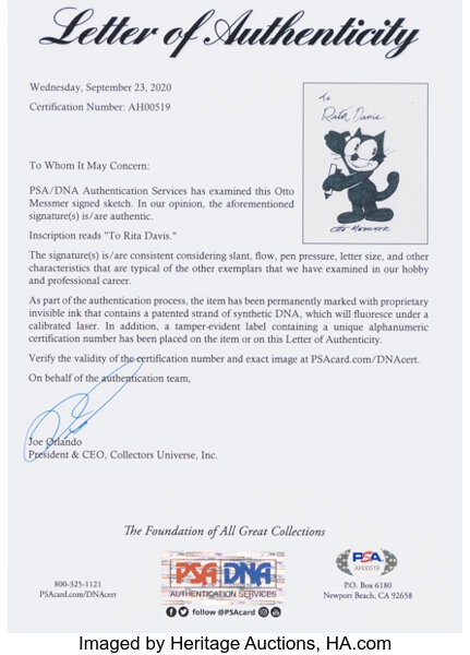 Otto Messmer | Felix the Cat Fan Drawing by Otto Messmer Original Art ...