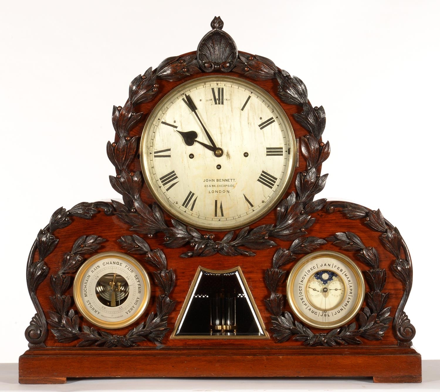 John Bennett | A FINE AND RARE VICTORIAN EIGHT DAY WALNUT PEDIMENT ...