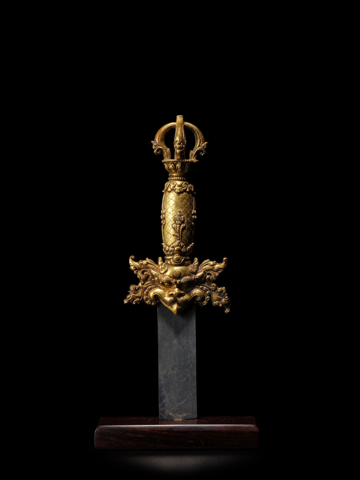 Tibetan School, 15th Century | A GILT COPPER ALLOY RITUAL SWORD HANDLE ...
