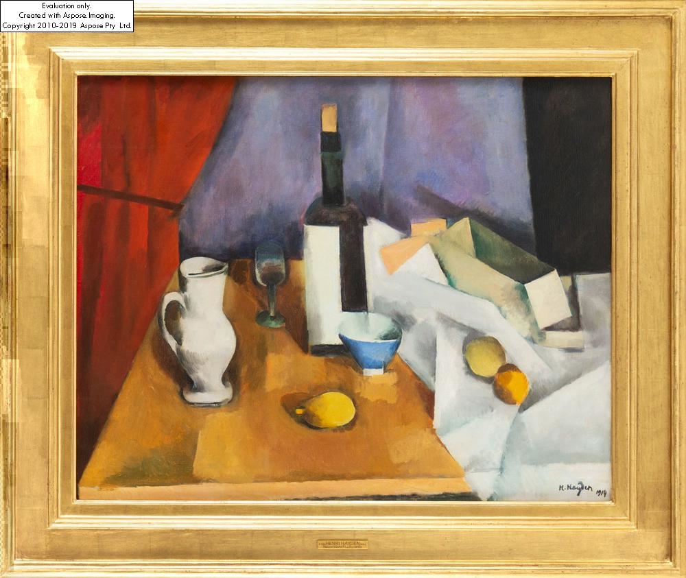 Henri Hayden | Stil life with a bottle (1914) | MutualArt