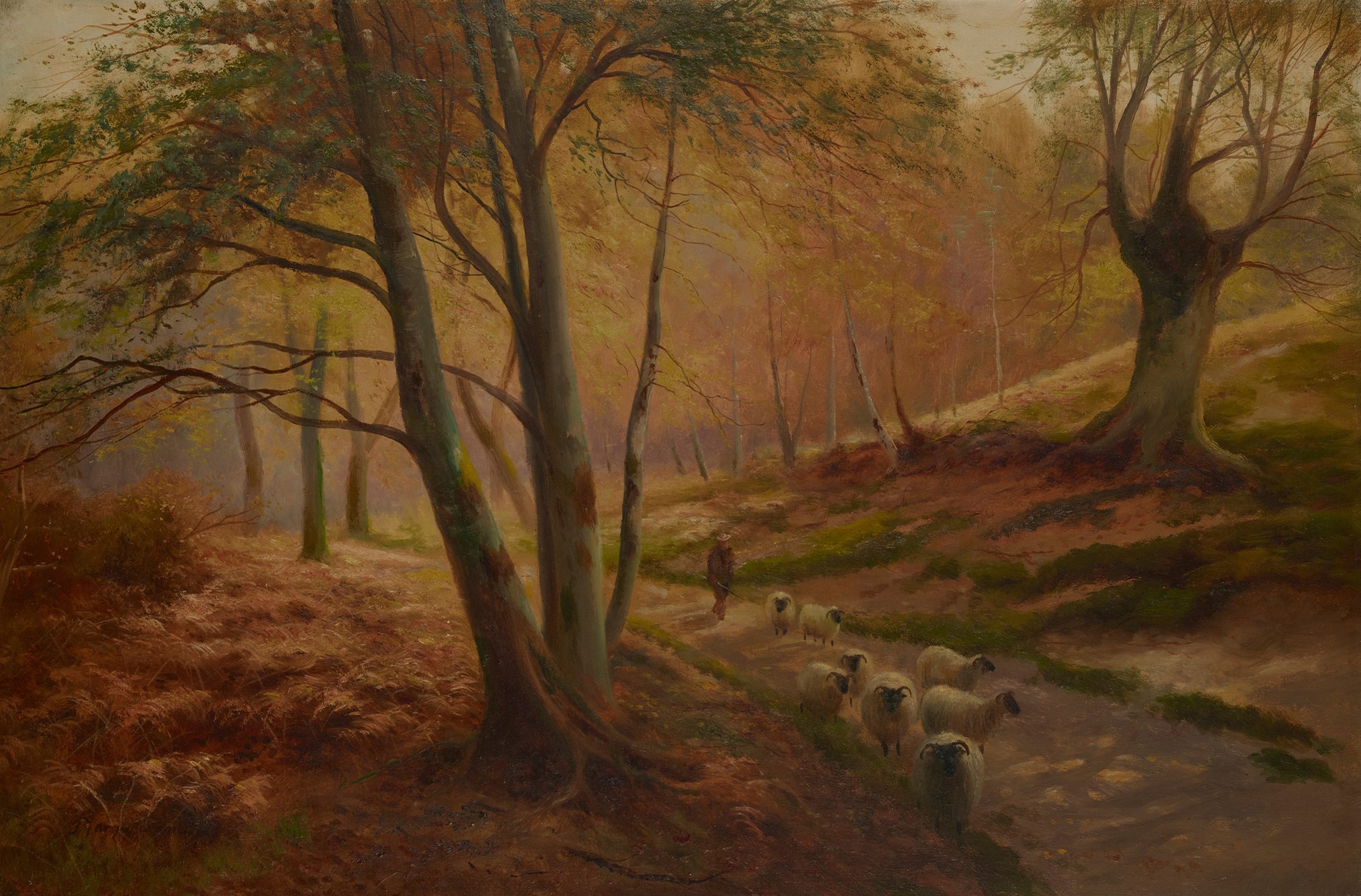 Joseph Farquharson | Driving the Flock (1909) | MutualArt