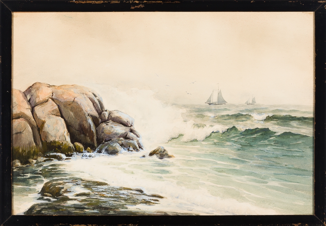 John B. Foster | Waves Crashing with Distant Ships | MutualArt