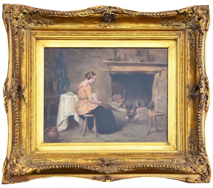 Alfred Provis | Woman with Bellows in a Kitchen | MutualArt