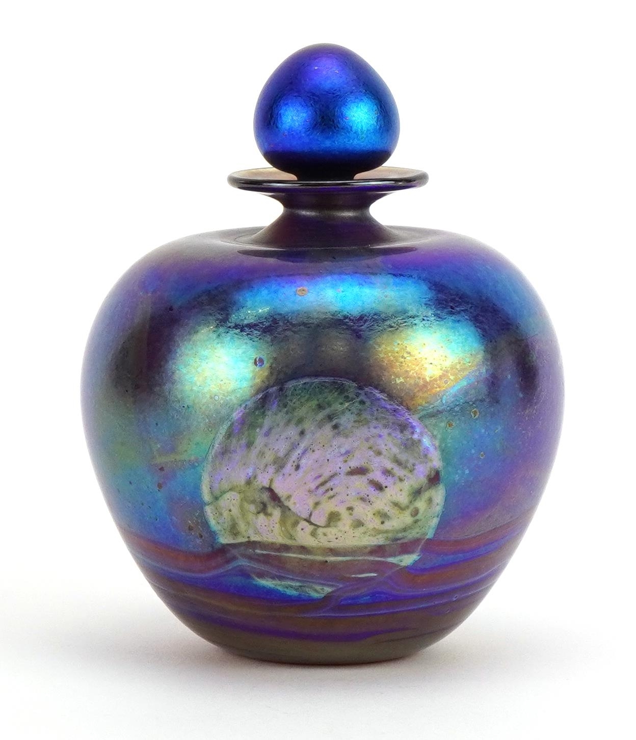 Siddy Langley | large iridescent art glass scent bottle with stopper ...