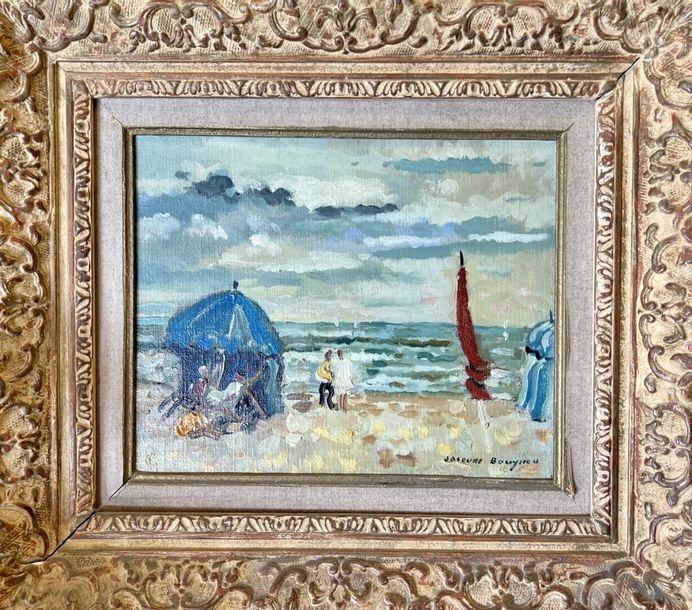 Jacques Bouyssou | Jacques BOUYSSOU (1926-1997)Plage à DeauvilleHuile ...