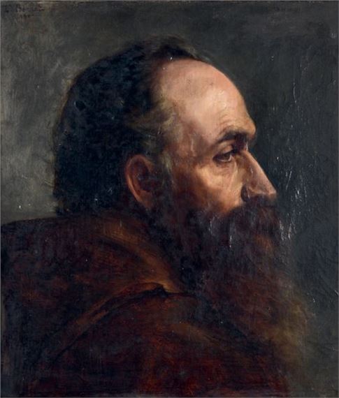 Léon Bonnat | Portrait of a monk in profile (1856) | MutualArt
