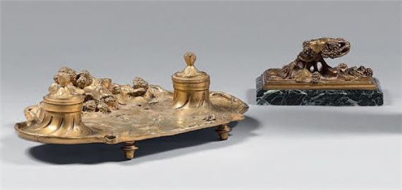 Albert Marionnet | Desk set consisting of an inkwell and a paperweight ...