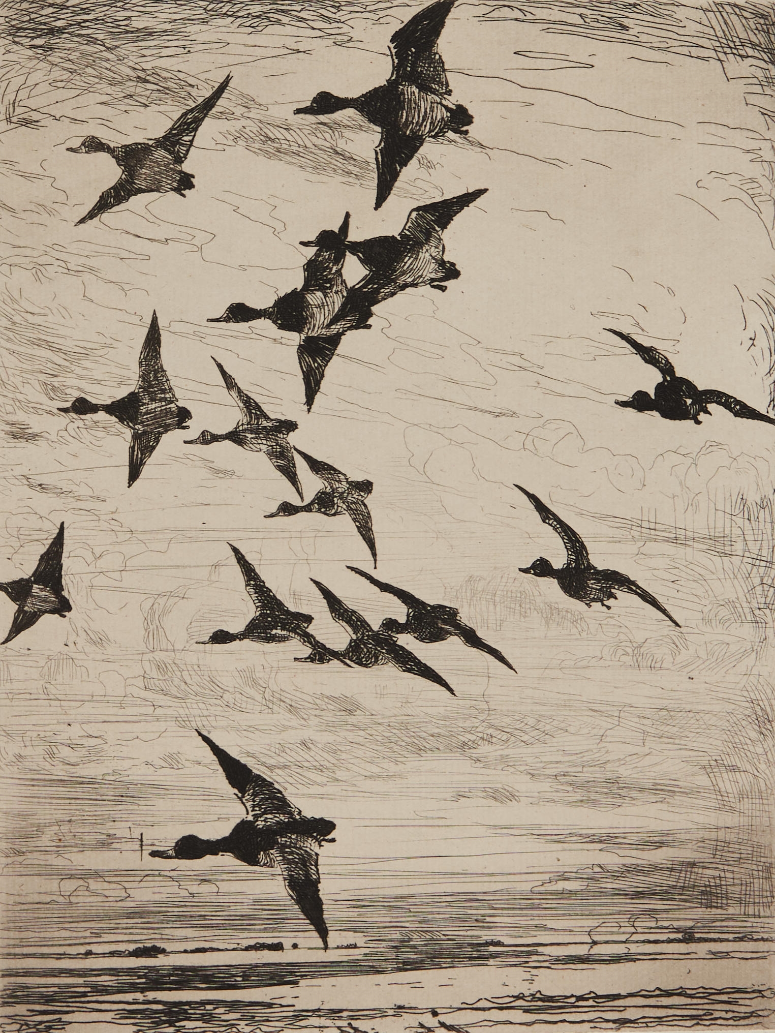 Frank Weston Benson | High Flying Ducks | MutualArt