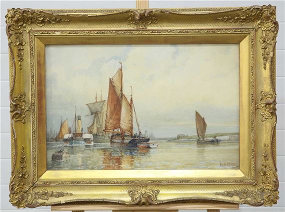 Frederick James Aldridge | PAIR OF VIEWS OF FISHING VESSELS IN AN ...
