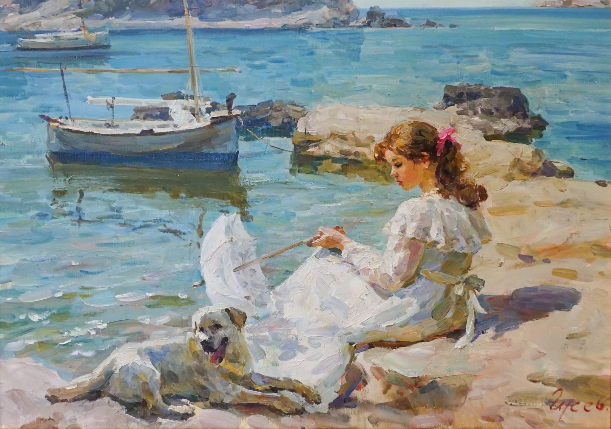 Gusev Vladimir | Young Woman at the Beach | Compare similar artworks ...
