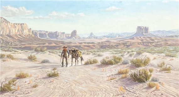 Joe Grandee | Cowboy Leading His Horse (1963) | MutualArt