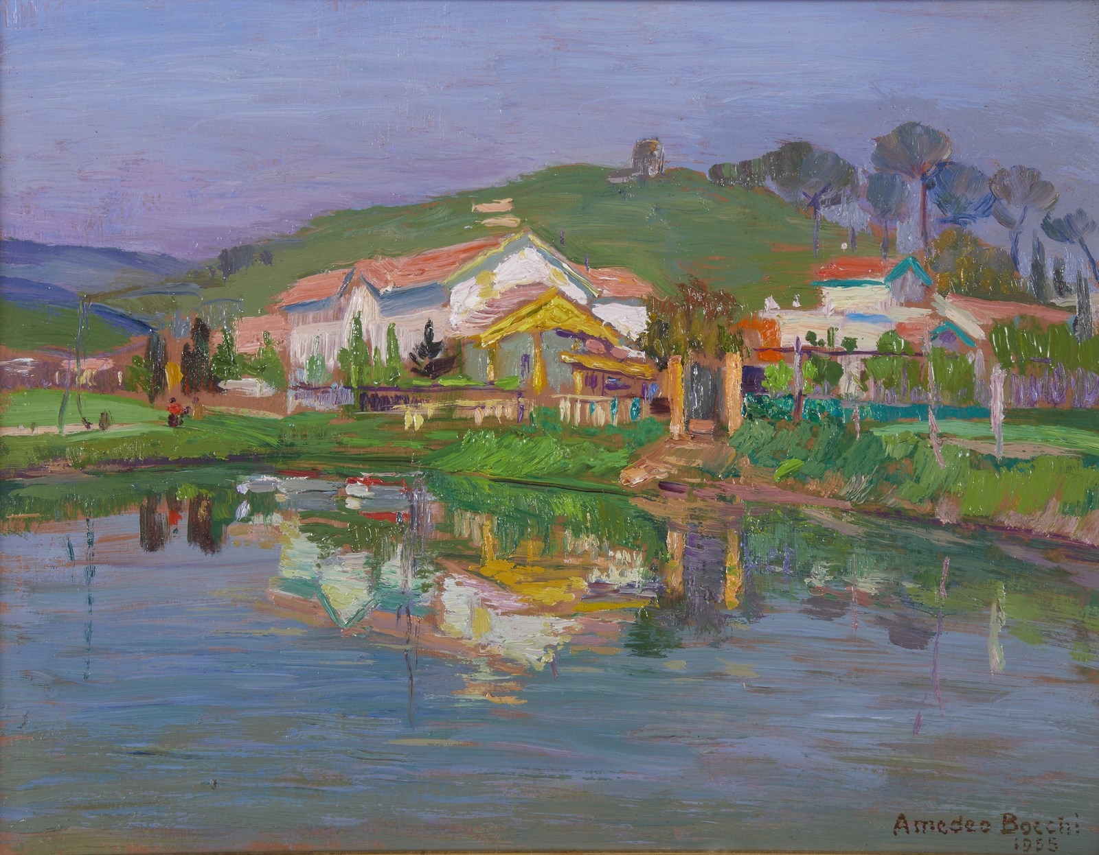 Amedeo Bocchi | Landscape with cypresses | MutualArt