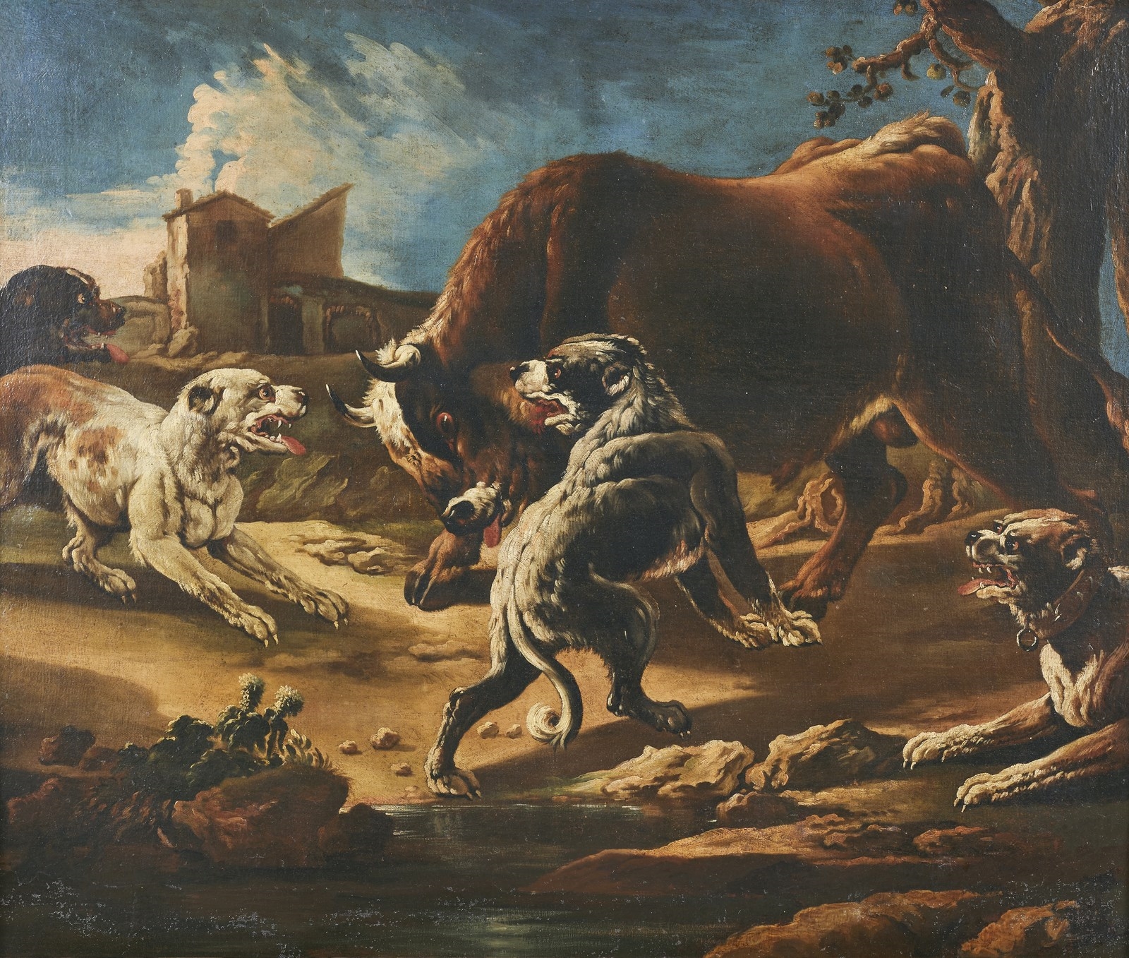 Philipp Peter Roos | Hounds attacking a bull | MutualArt
