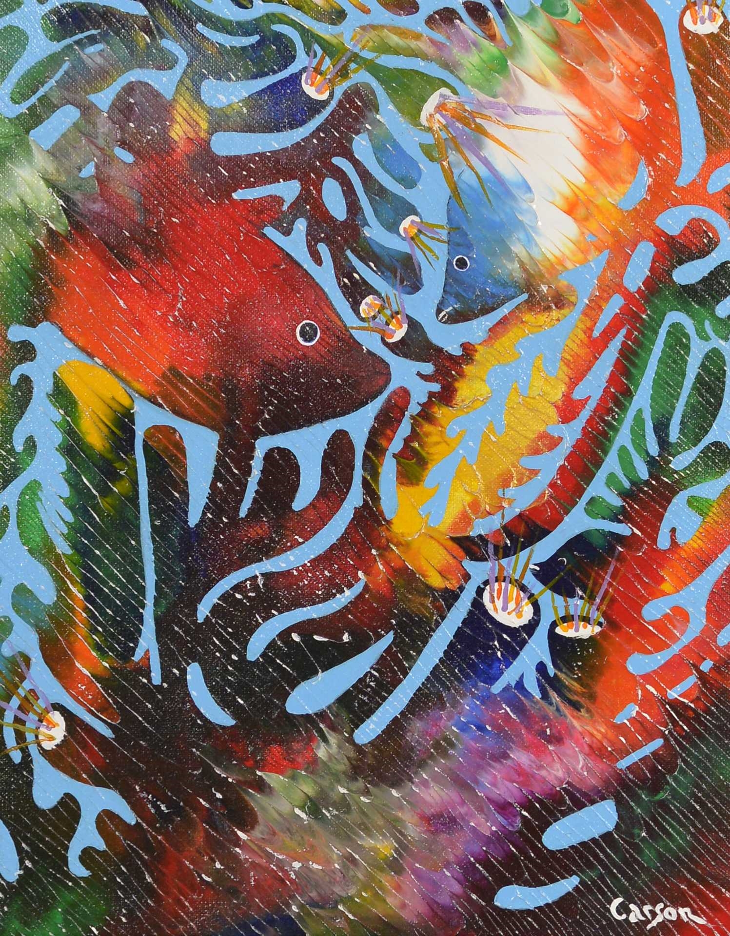 Charles Carson | Vie marine Acrylique sur toile, signée en bas à droite ...