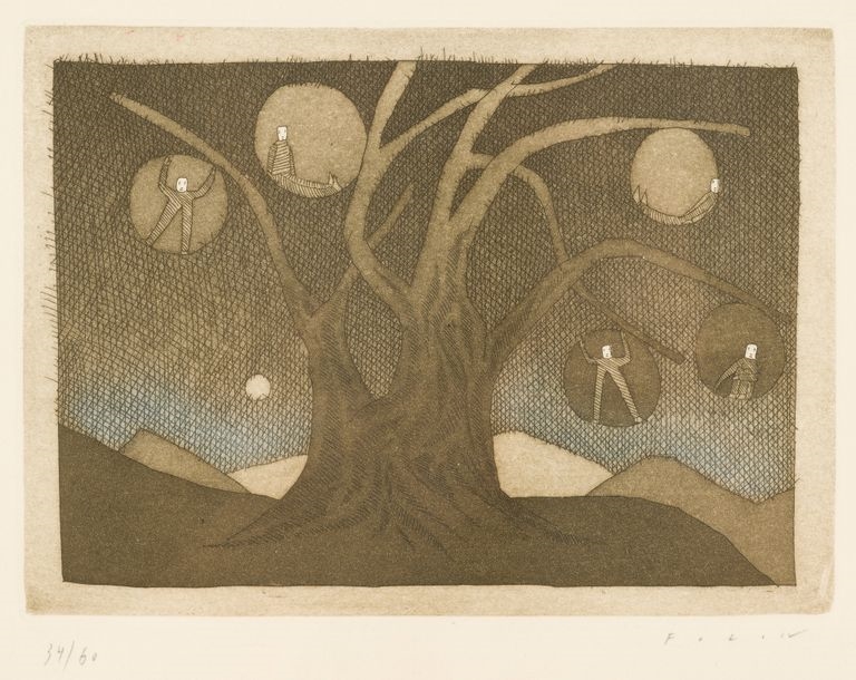 Jean-Michel Folon | Trees with medallions (Circa 1980) | MutualArt