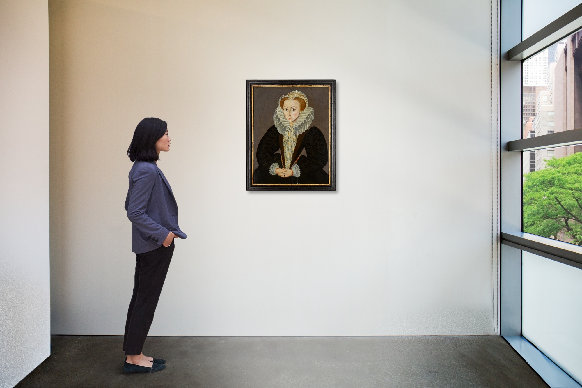 British School, 16th Century | Portrait of a young woman in a lace ...