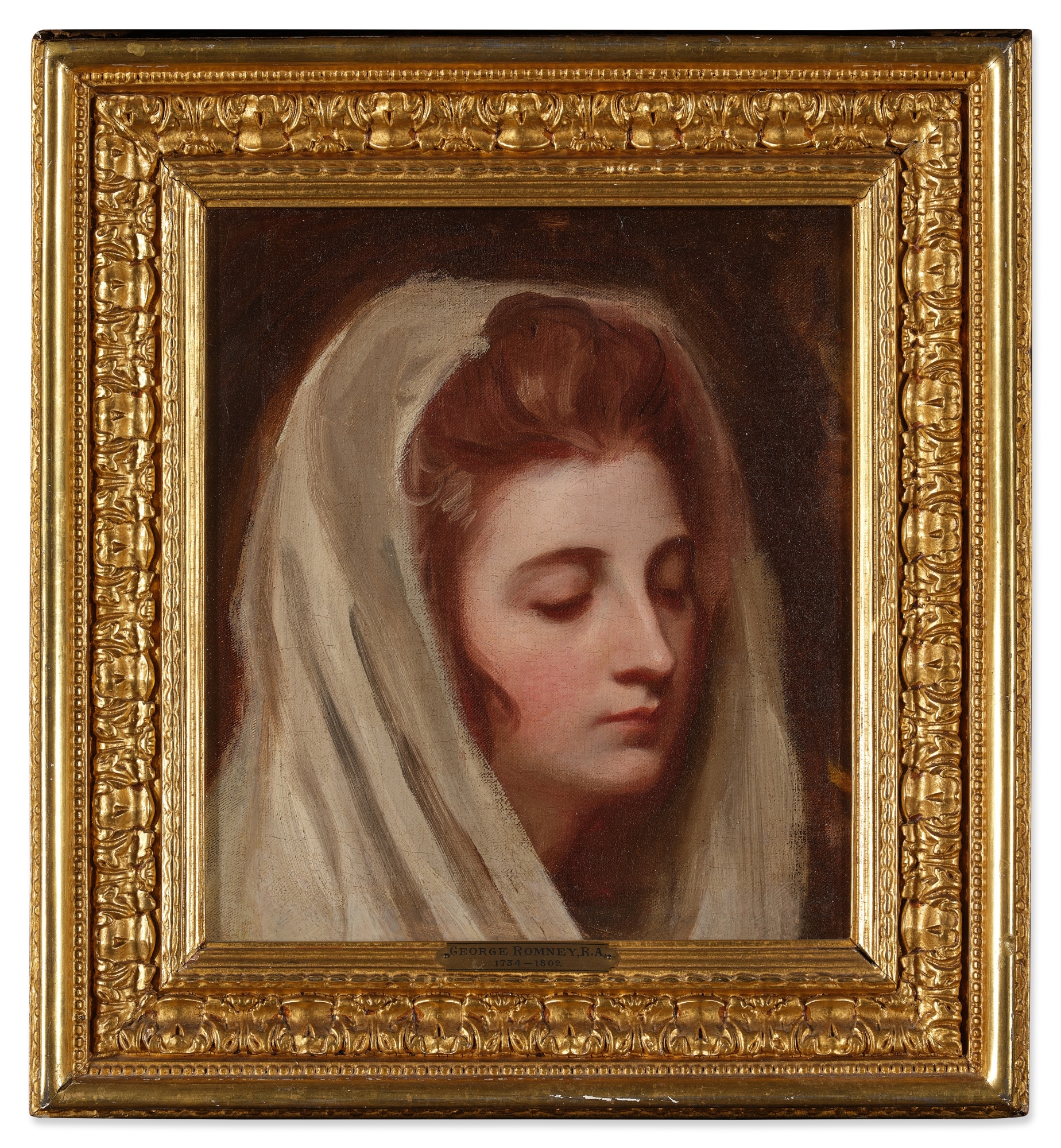 George Romney | A portrait of Emma Hamilton (1765–1815), bust-length ...