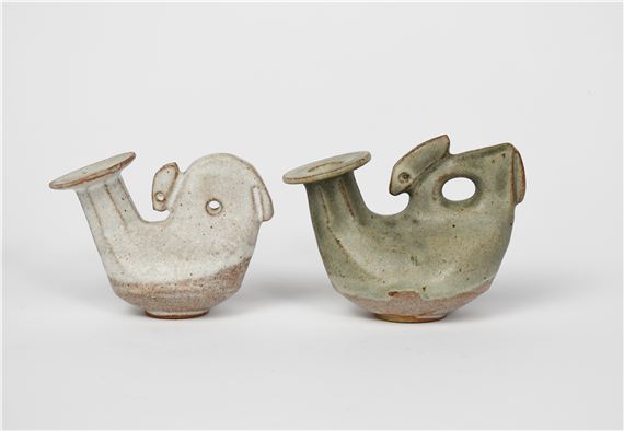 Ian Godfrey | a stoneware Antelope pilgrim flask, sack form with ...