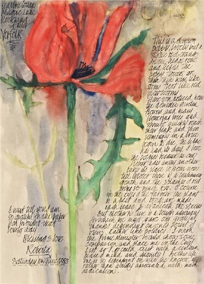 Percy Kelly | An illustrated letter with central poppy | MutualArt
