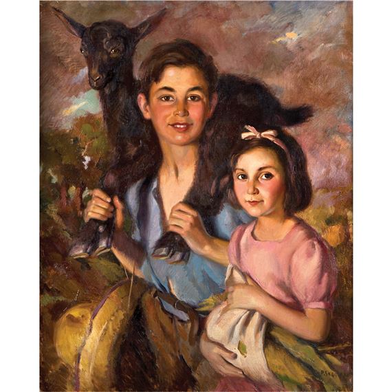 Pere Segimón Cisa | Niños con cabra | MutualArt