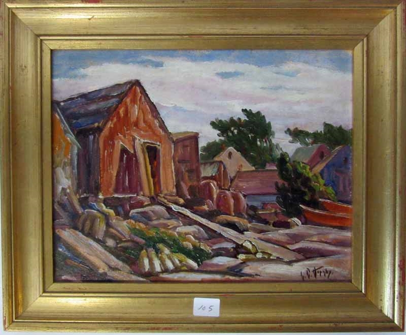 Lester Hornby | boathouse scene | MutualArt
